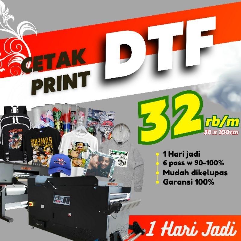 Jual print cetak sablon kaos DTF meteran ukuran lebar 58 x 100 kualitas terbaik dan bergaransi ...