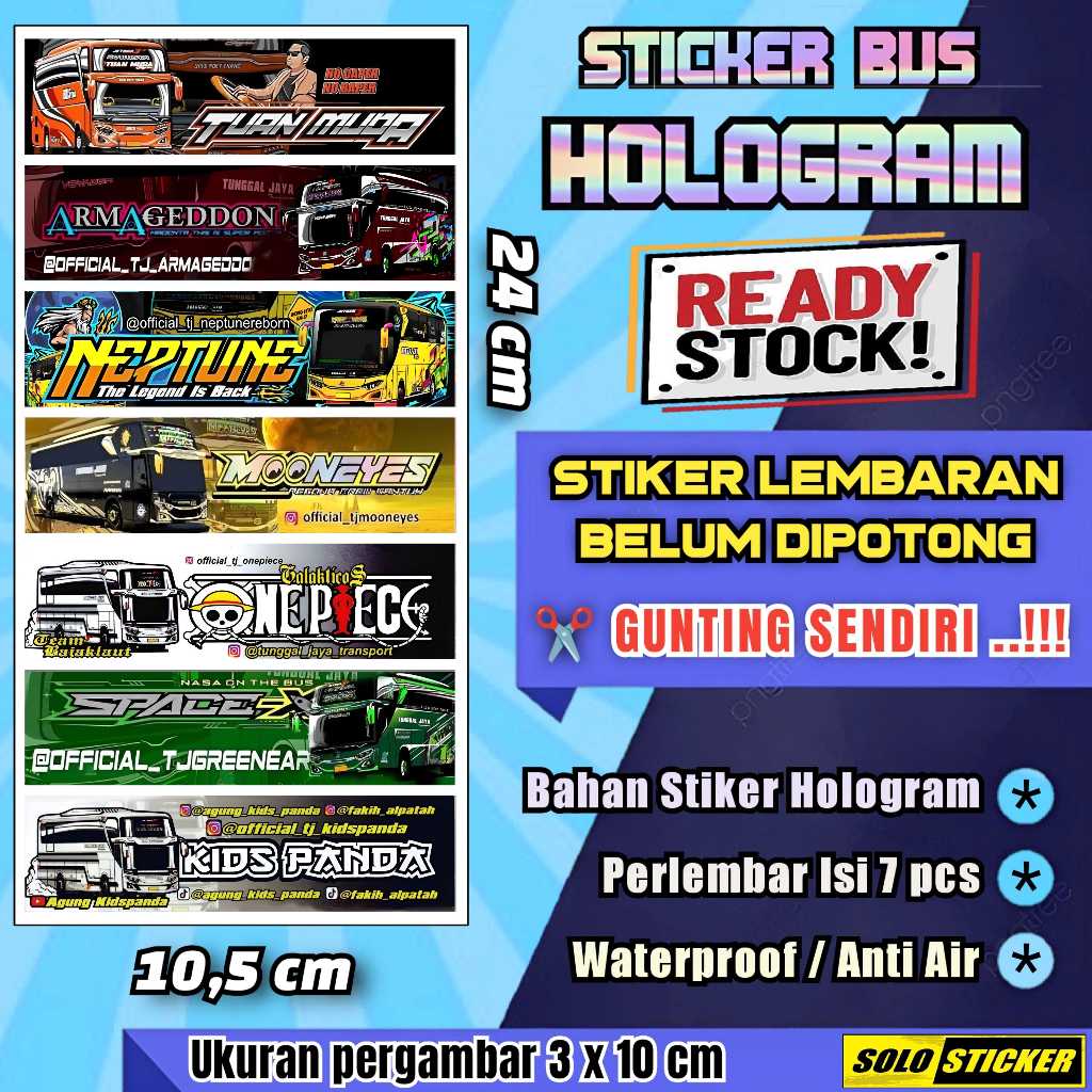 Jual Stiker Bus Hologram Isi 7pc Sticker Isi Sticker Bis Tuan Muda ...