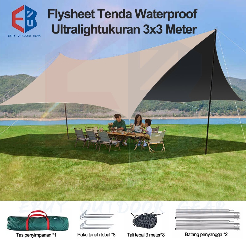 Jual {TERMURAH} 3x3 Meter Penutup Tenda Waterproof tarptent Atap Tenda ...