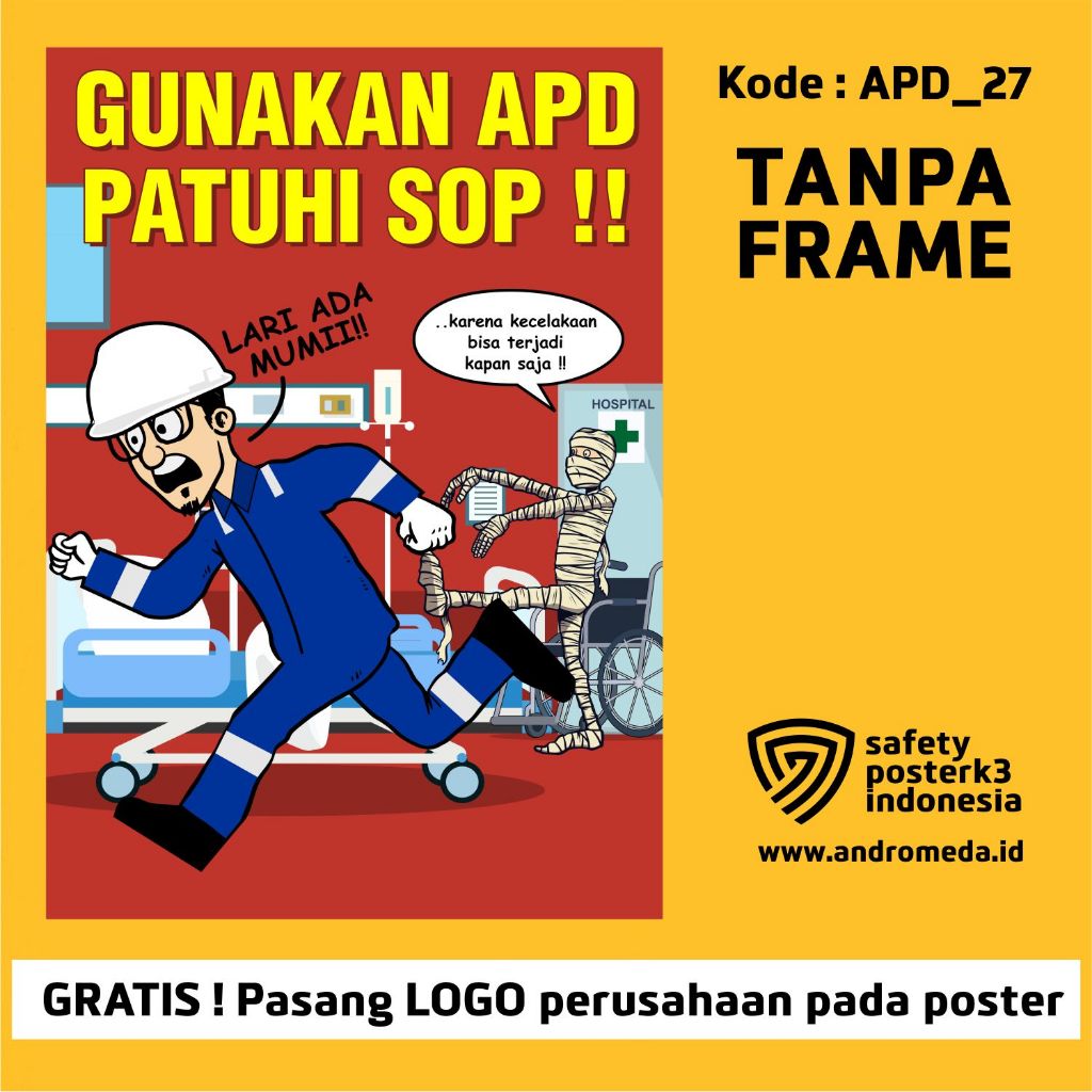 Jual Safety Poster Slogan K3 Gunakan APD Patuhi SOP Kontruksi Teknik ...
