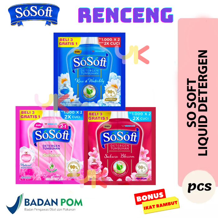 Jual So Soft Liquid Detergent Nature Fresh Double Sachet 6 x 80ml ...