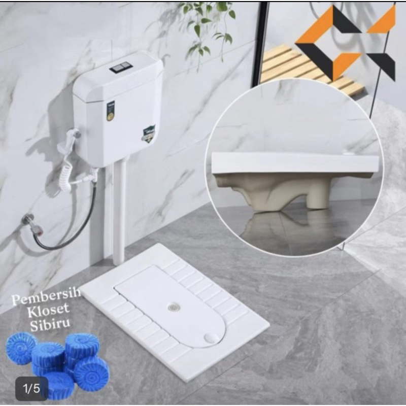 Jual Kloset Jongkok Keramik mr tao 1 set + penutup kloset otomatis+ packing kayu | Shopee Indonesia