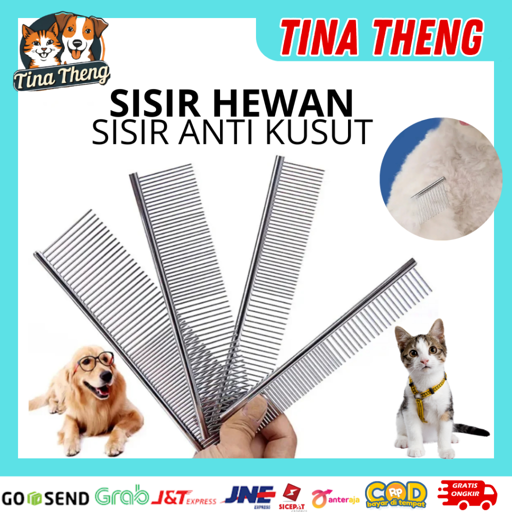 Jual Sisir Grooming Stainless Anjing Kucing 2 Sisi - Sisir Bulu Hewan ...
