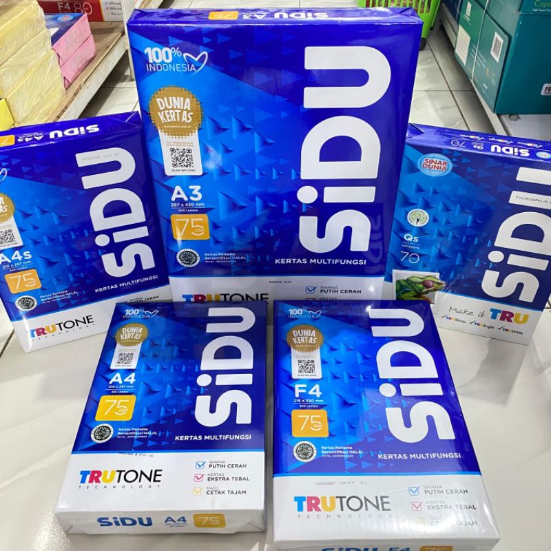 Jual Kertas HVS merek SIDU berbagai ukuran isi 500 lembar untuk ...
