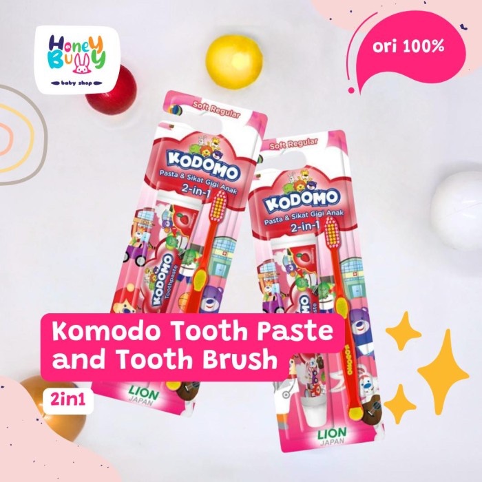 Jual KODOMO TOOTH PASTE & TOOTH BRUSH 2IN1 (ISI PASTA GIGI & SIKAT GIGI) | Shopee Indonesia