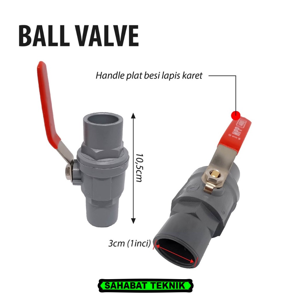 Jual Ball Valve Handle Besi PVC 1 inch Gagang Besi / Stop Kran Bal Valep 1 inch Gagang Stainless ...