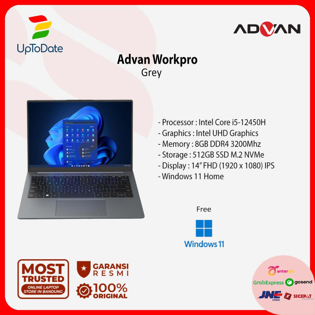 Jual Advan Workpro Intel Core i5-12450H 8GB 512GB SSD 14" FHD IPS W11 ...