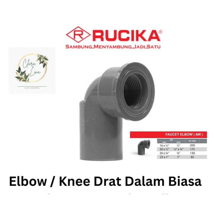 Jual Elbow / Knee Drat Dalam PVC Rucika 1/2" inch (HP) | Shopee Indonesia