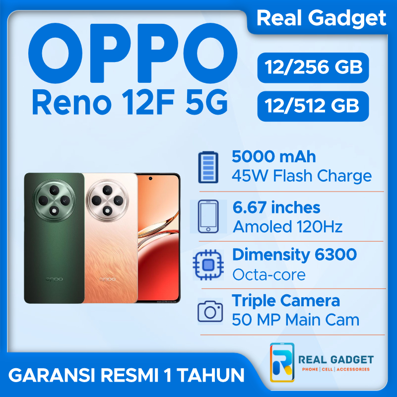 Jual Oppo Reno 12F 5G / 4G 12/256 - 512 Resmi Indonesia | Shopee Indonesia
