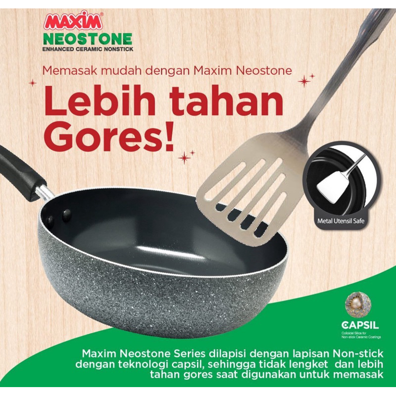 Jual Maxim Ceramic Neostone Deep Wok Pan 24cm wajan anti baret | Shopee Indonesia