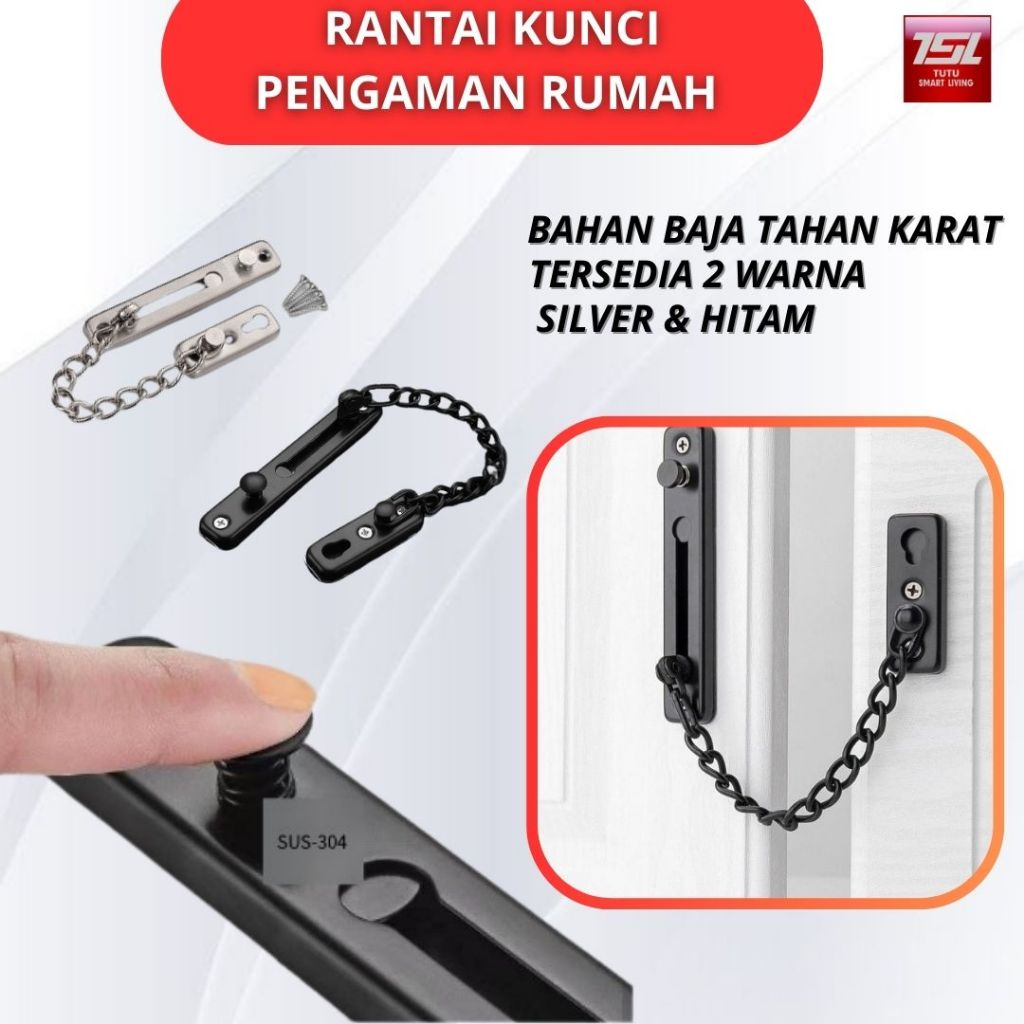 Jual TUTU Rantai Kunci Pengaman Rumah/Apartemen/Kosan/Safety Chain Lock ...