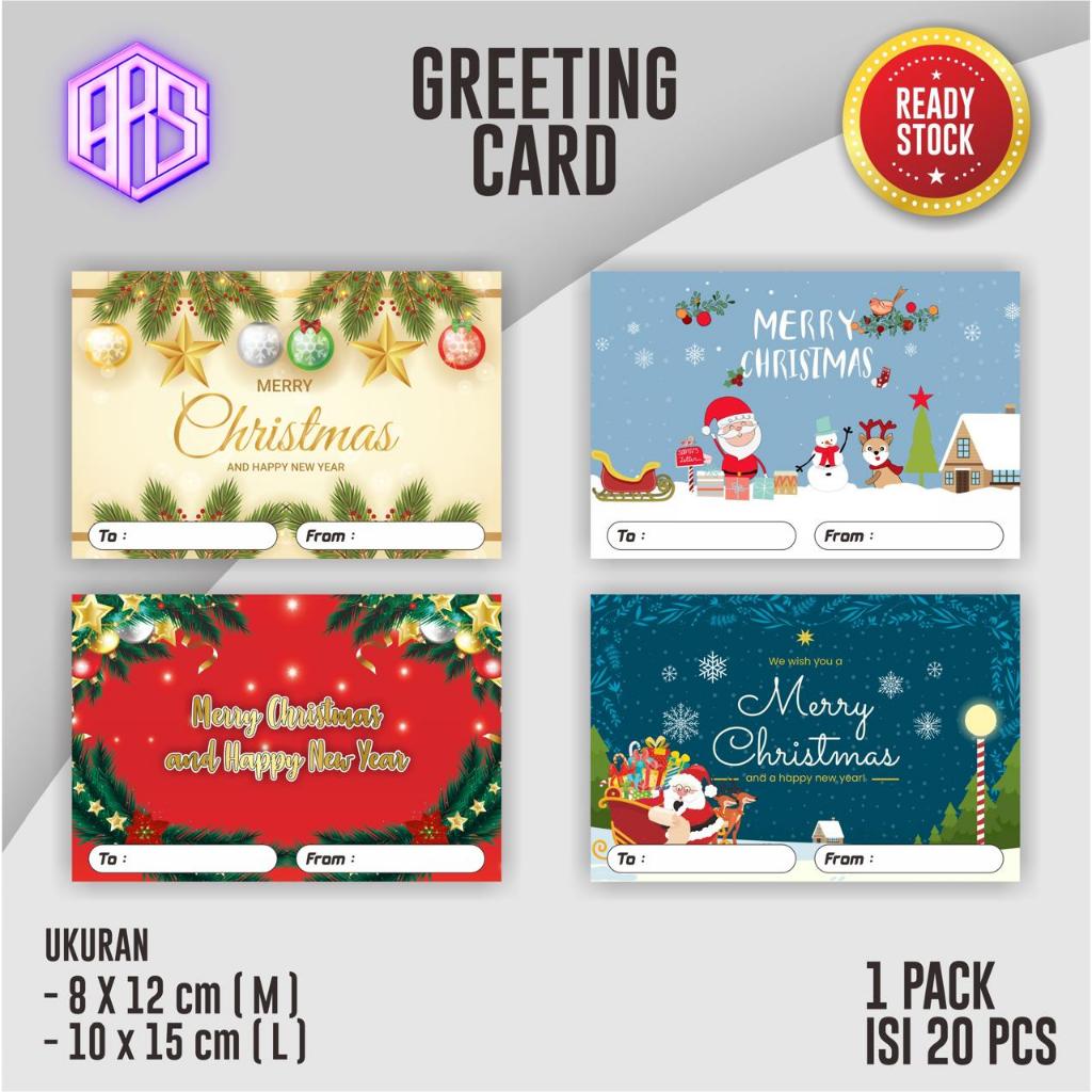 Jual (20pcs) Greeting Card Natal Christmas Kartu Ucapan Xmas Gift Card ...