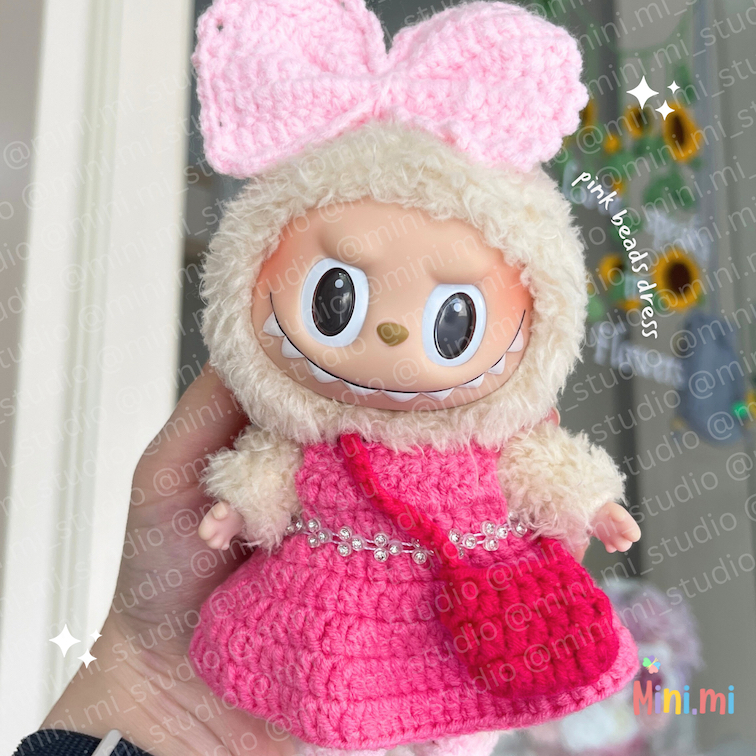 Jual BAJU LABUBU PINK BEADS DRESS | Labubu shirt | Labubu Costume v1 v2 ...