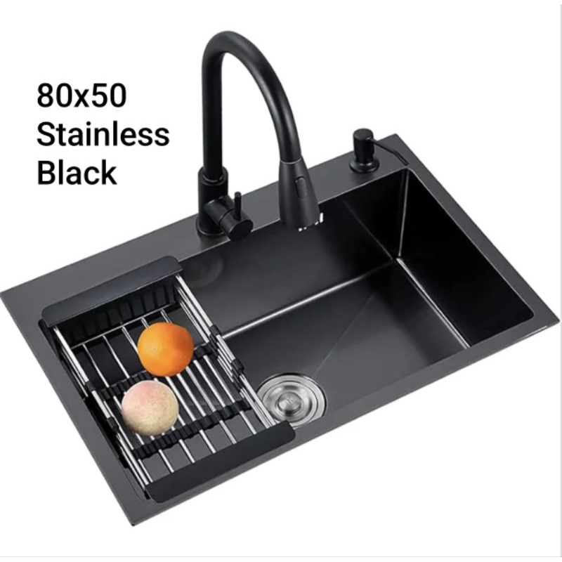 Jual Kitchen Sink 8050 / Sink Single Bowl Besar 80x50 / Sink Hitam ...