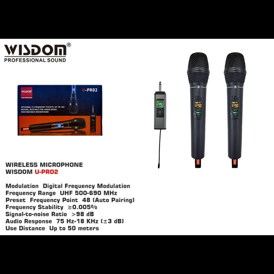 Jual Mic Wireless Wisdom U PRO2 UHF 2Mic Handle | Shopee Indonesia