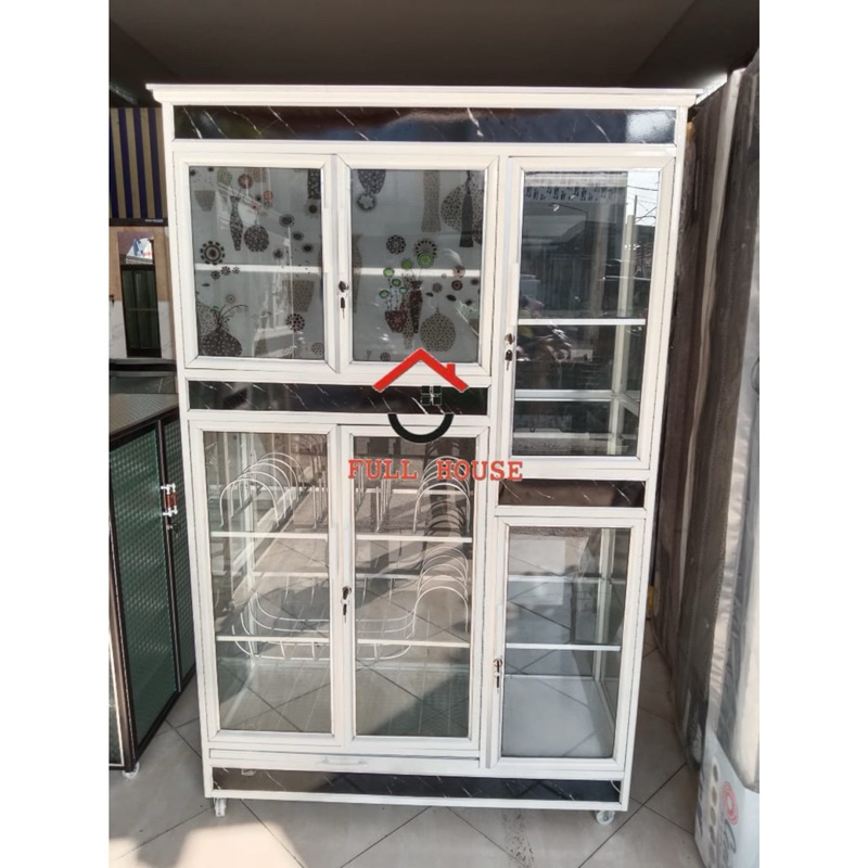 Jual rak piring aluminium rak dapur kitchen set almini full kaca dengan ...