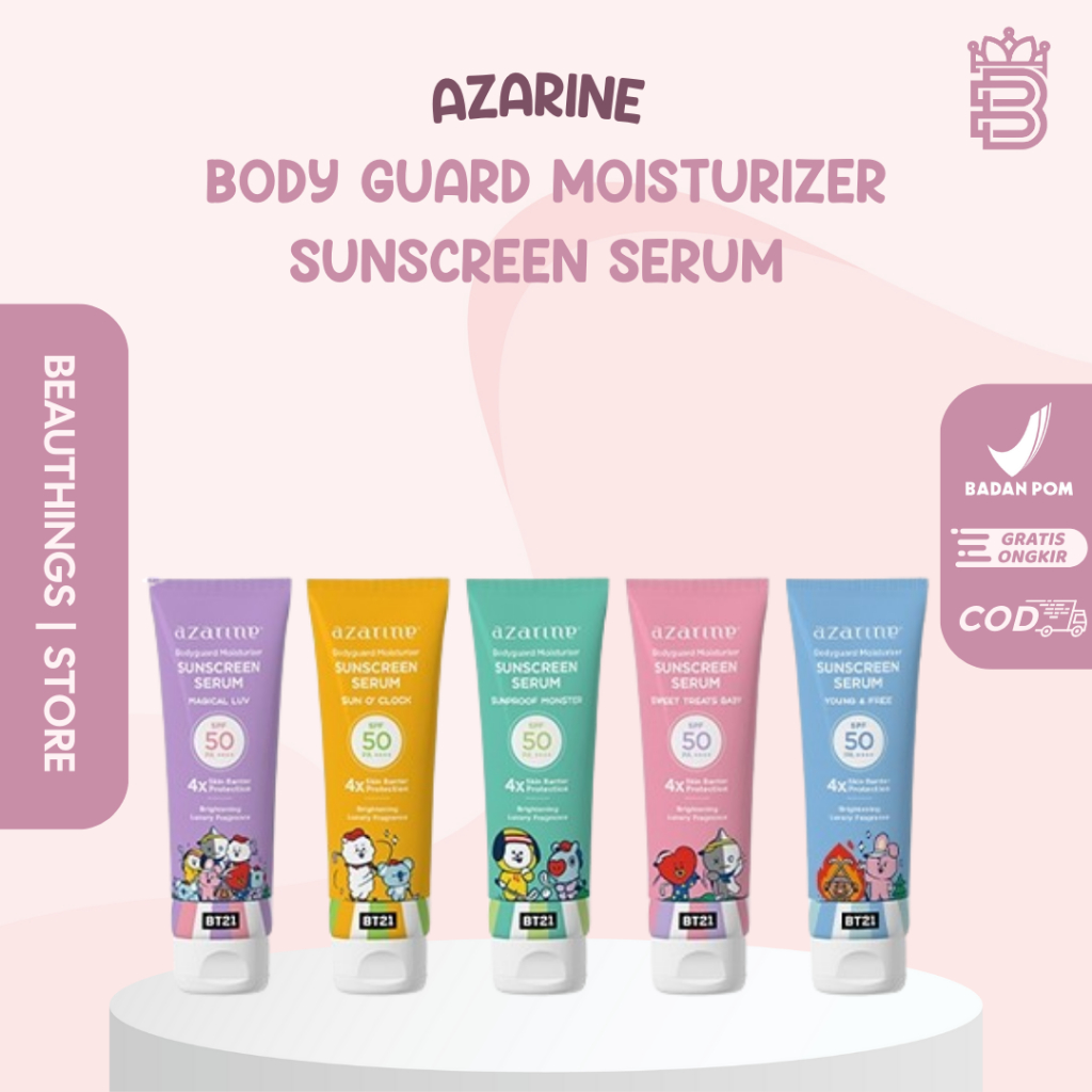 Jual AZARINE Body Guard Moisturizer BT21 Sunscreen Serum Sunblock SPF50 ...