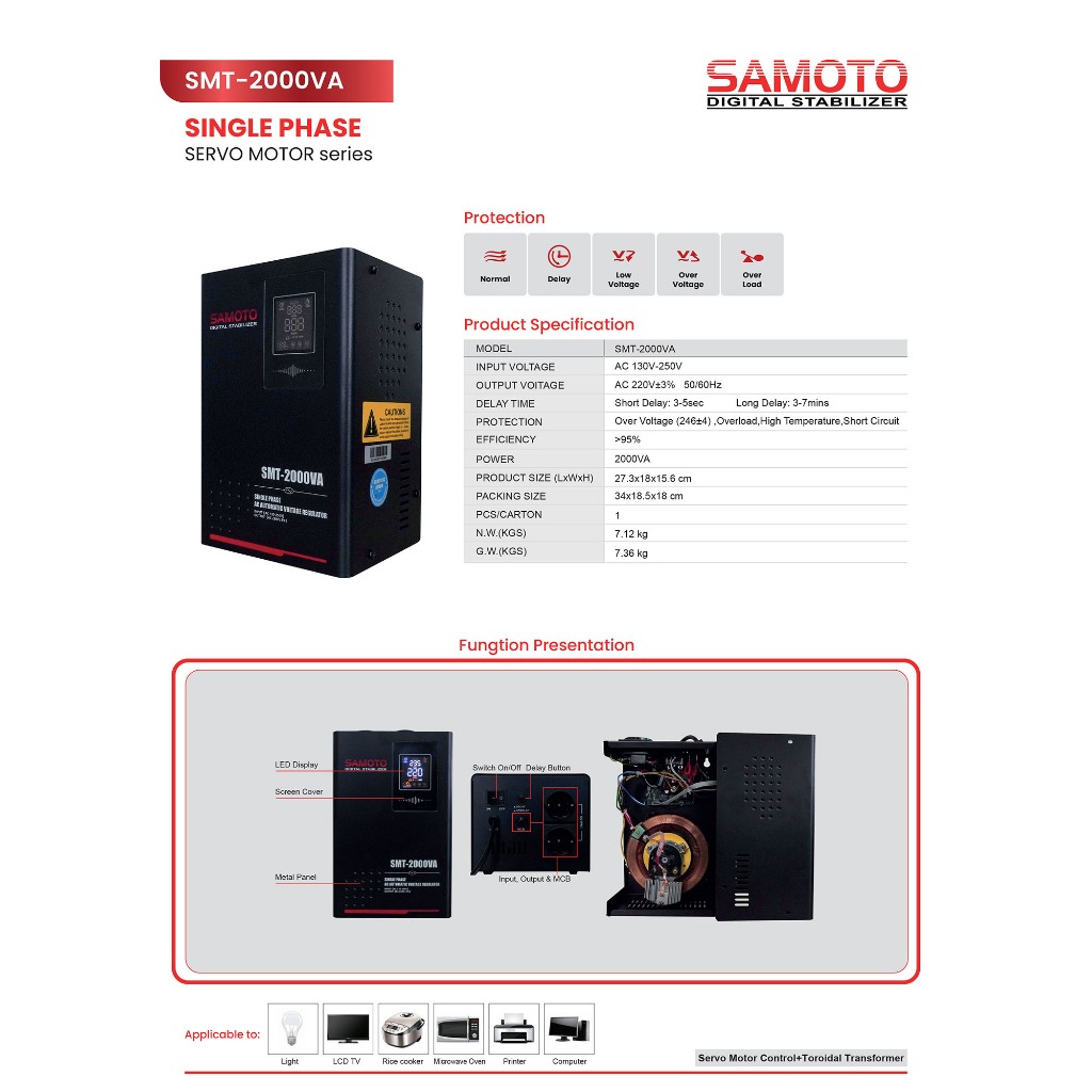 Jual Stabilizer Samoto 2kva stabiliser 2000VA Stavol Listrik SMT AVR ...
