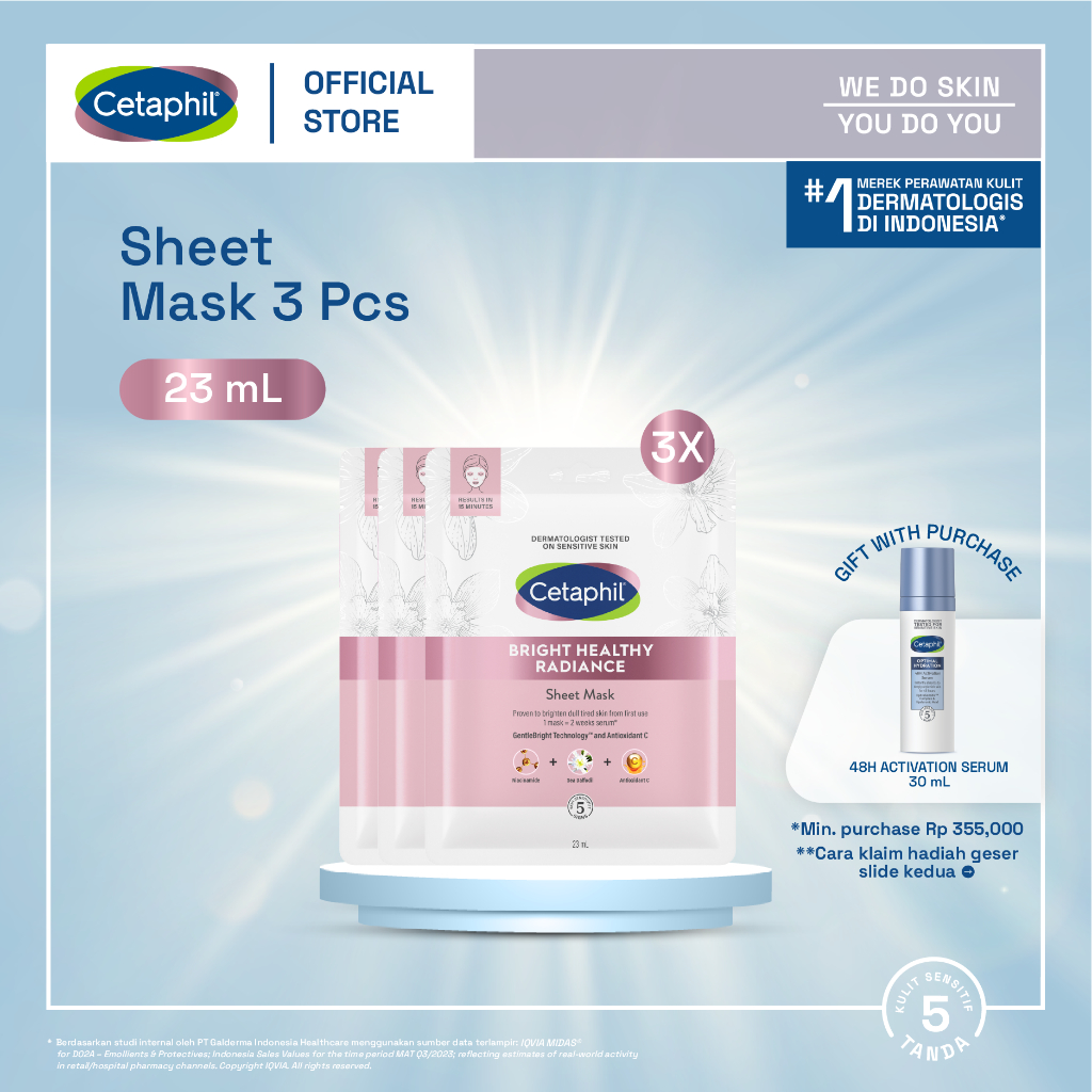 Jual Cetaphil Bright Healthy Radiance Instant Radiance Mask 23ml x3 pcs ...