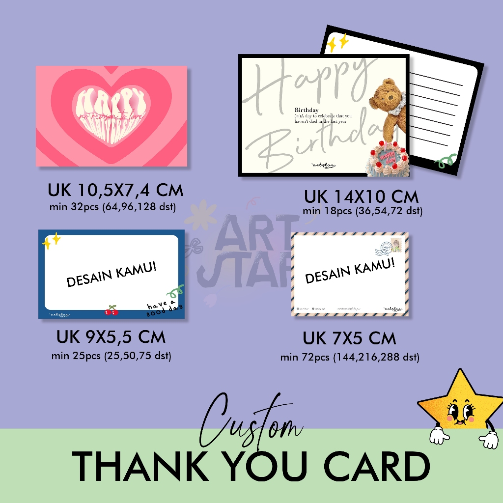 Jual Thank You Card Custom - Kartu Ucapan - Kartu Souvenir | Shopee Indonesia