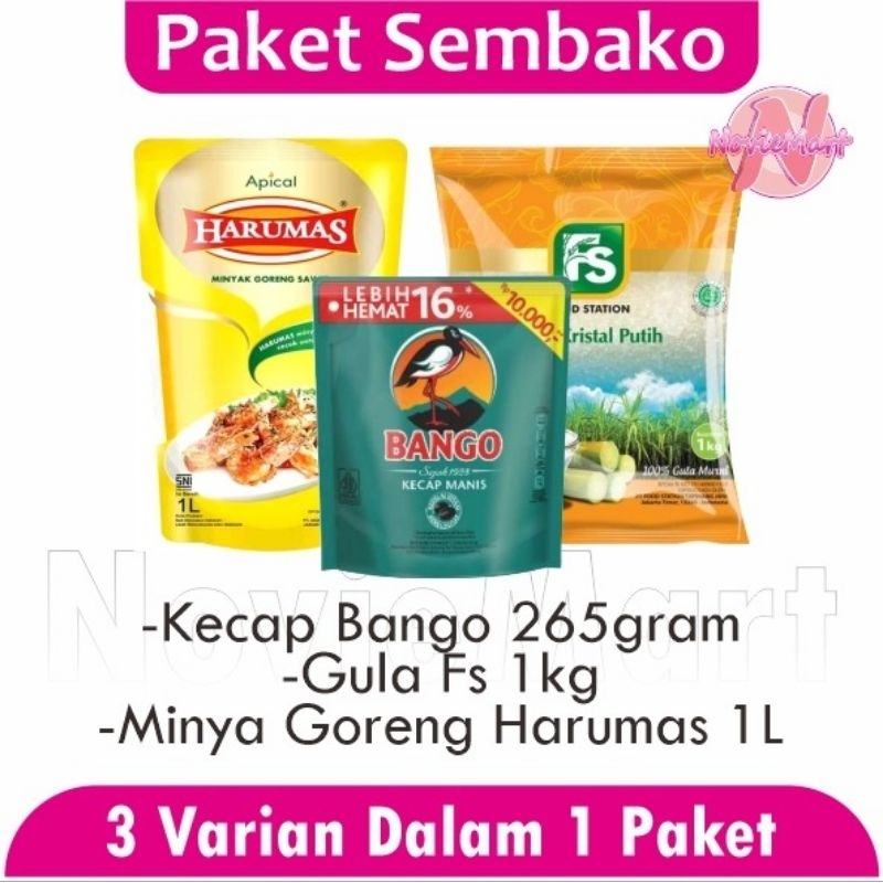 Jual [Paket Hemat Sembako] Bango Kecap Manis 210ml Harumas 1L Dan Gula ...