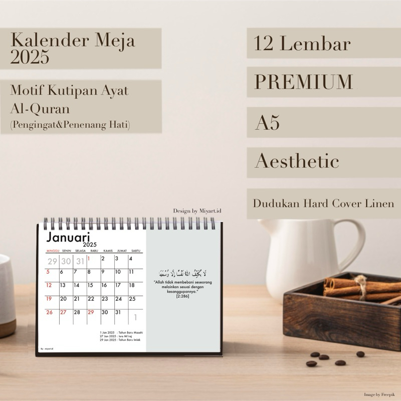 Jual Kalender Meja 2025 Motif Kutipan Ayat (Pengingat dan penenang hati ...