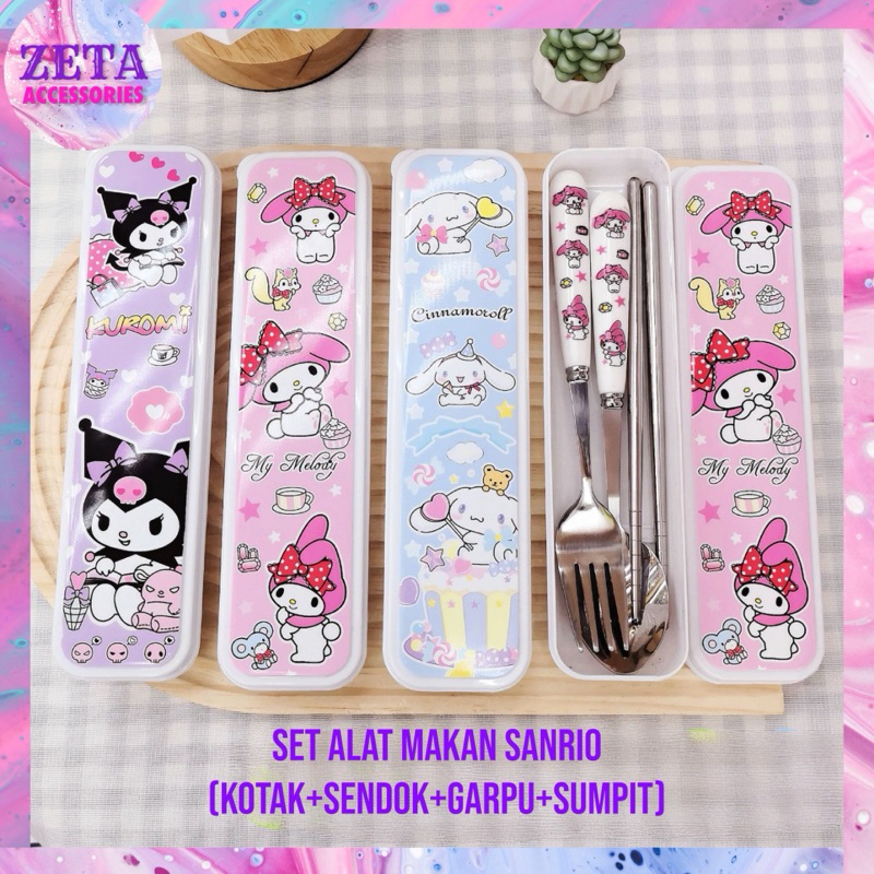 Jual ZETA TW01 - Set alat makan sendok garpu sumpit dengan kotak ...
