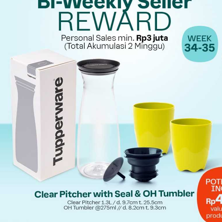 Jual Tupperware Clear Pitcher with Seal & OH Tumbler Termos Botol Minum ...