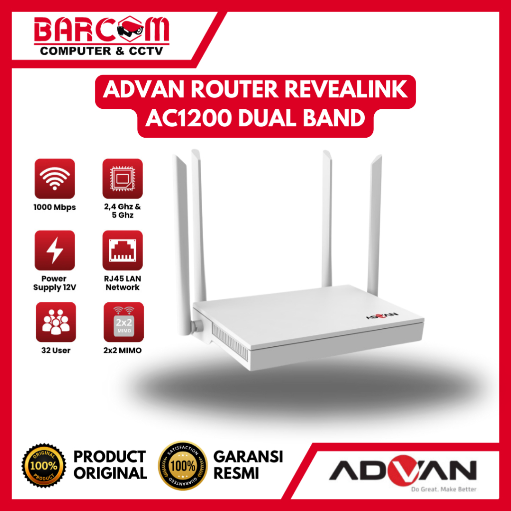 Jual ADVAN ROUTER AC1200 REVEALINK DUAL BAND 5G WIRELLES WIFI ROUTER ...