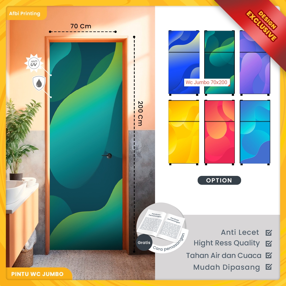 Jual Stiker Pintu Wc / Sticker Pintu Kamar Mandi Motif Liquid ukuran ...