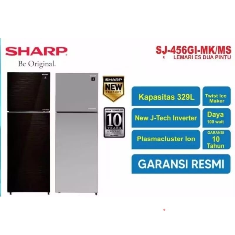 Jual SHARP SJ 456 GIMK GIMS KULKAS 2 PINTU INVERTER 329 LITER/ DOUBLE JUMBO | Shopee Indonesia