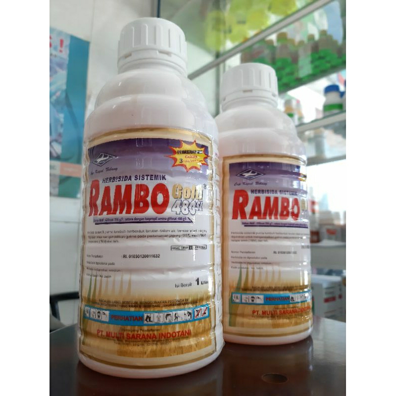 Jual Rambo Gold 480SL 1 liter Herbisida Obat Pembasmi Rumput Sampai ke ...