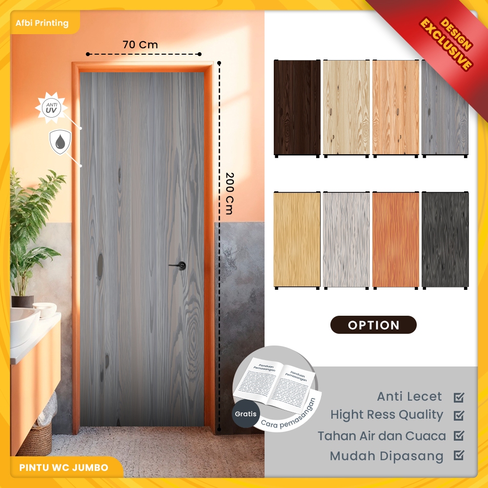 Jual Stiker Pintu Wc / Sticker Pintu Kamar Mandi Motif Wood ukuran ...