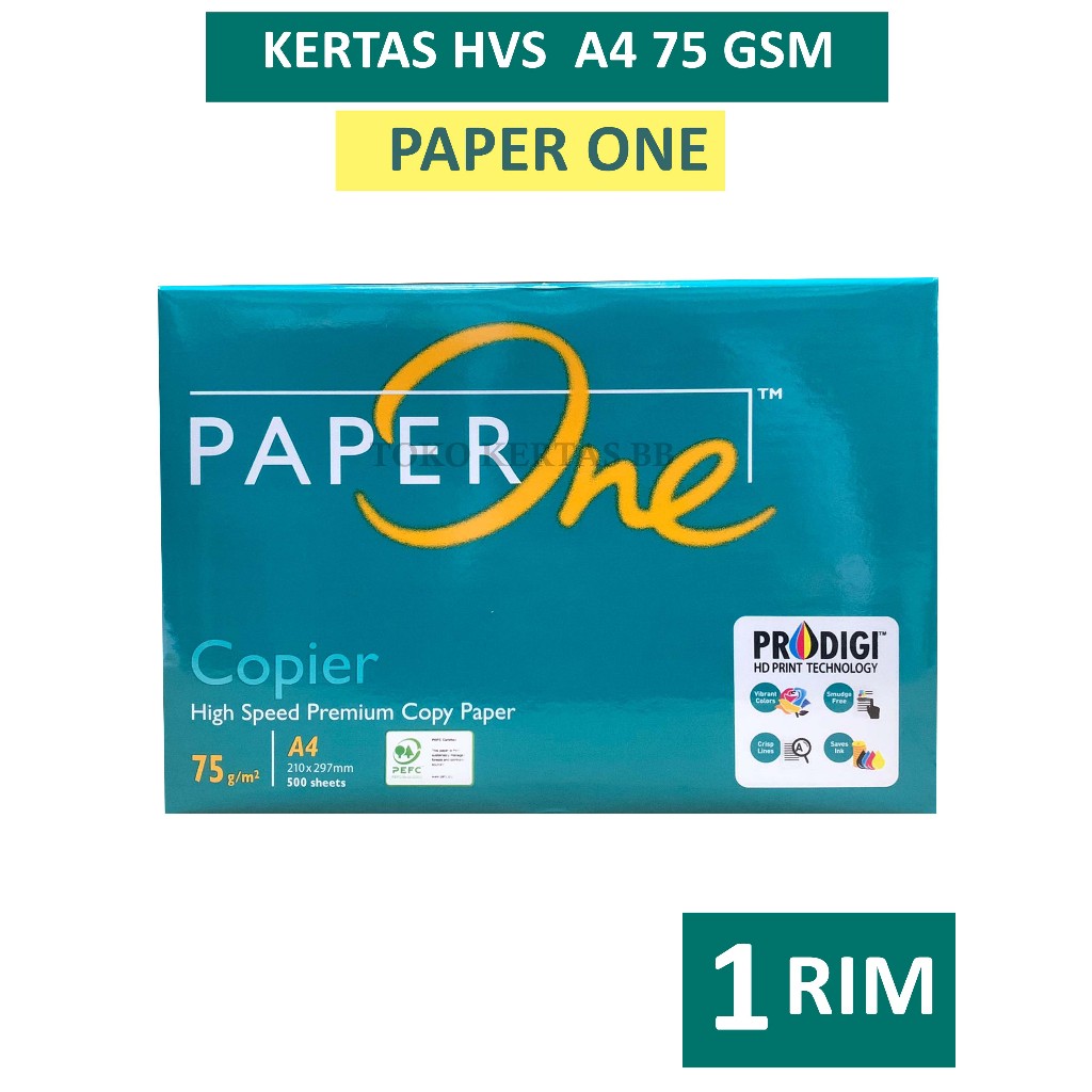 Jual KERTAS HVS PAPER ONE 70 GSM UKURAN A4 1 RIM / 500 Lembar | Shopee ...