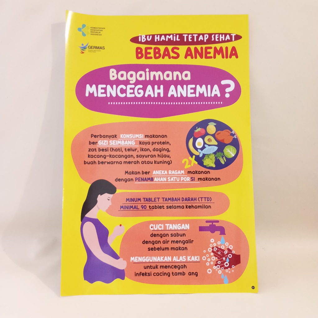Jual Poster Mencegah Anemia pada Ibu Hamil | Poster Ibu Hamil Tetap ...
