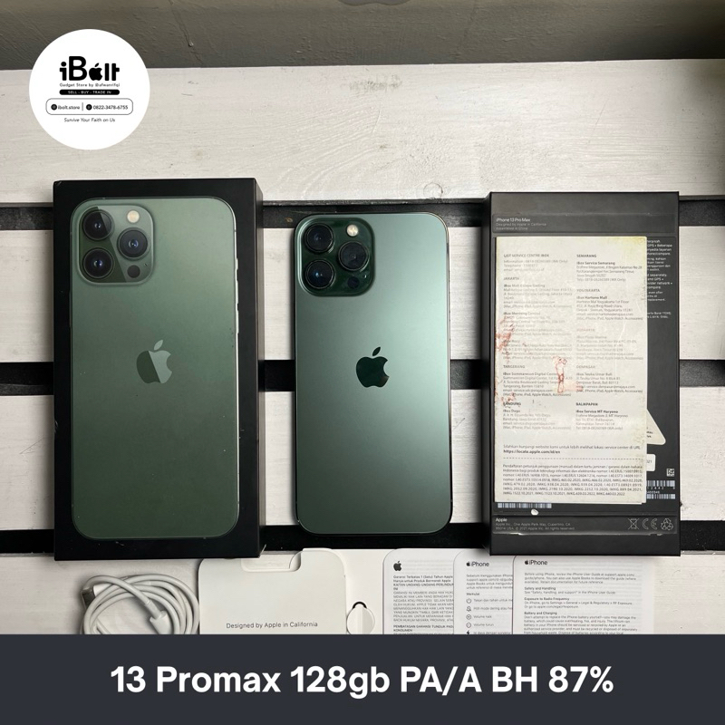 Jual Iphone 13 promax 128gb iBox PA/A bh 87% Alpine Green Second Like ...