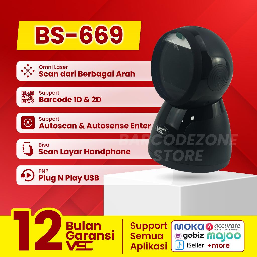 Jual BARCODE SCANNER PANDA PRJ-9820 OMNI DIRECTIONAL LASER - USB ...