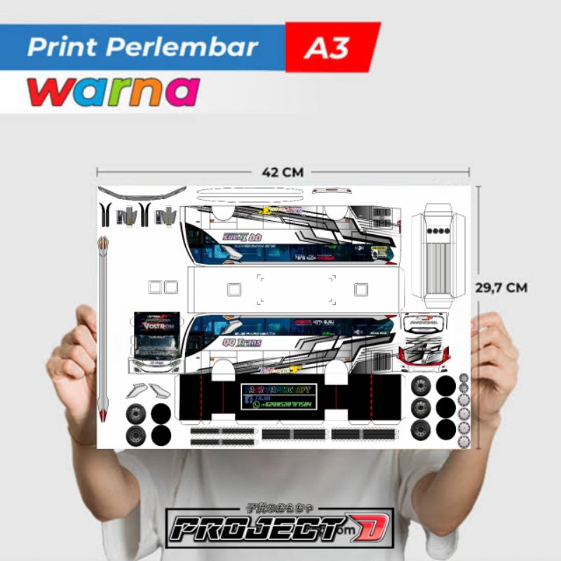 Jual LEMBARAN POLA MINIATUR BUS VOLTRON QQ TRANS JET BUS 3 SKALA 1/50 ...