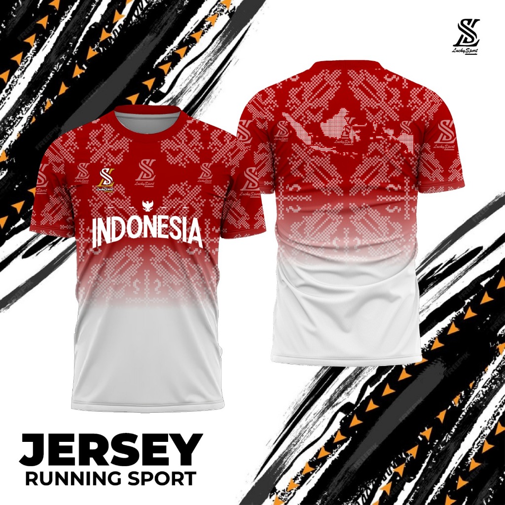 Jual Baju Jersey Running Jersey Bola Merah Putih Printing Indonesia X ...