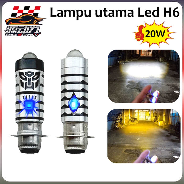 Jual lampu led motor H6 Lampu utama motor lampu laser motor putih+kuning senja biru lampu motor ...