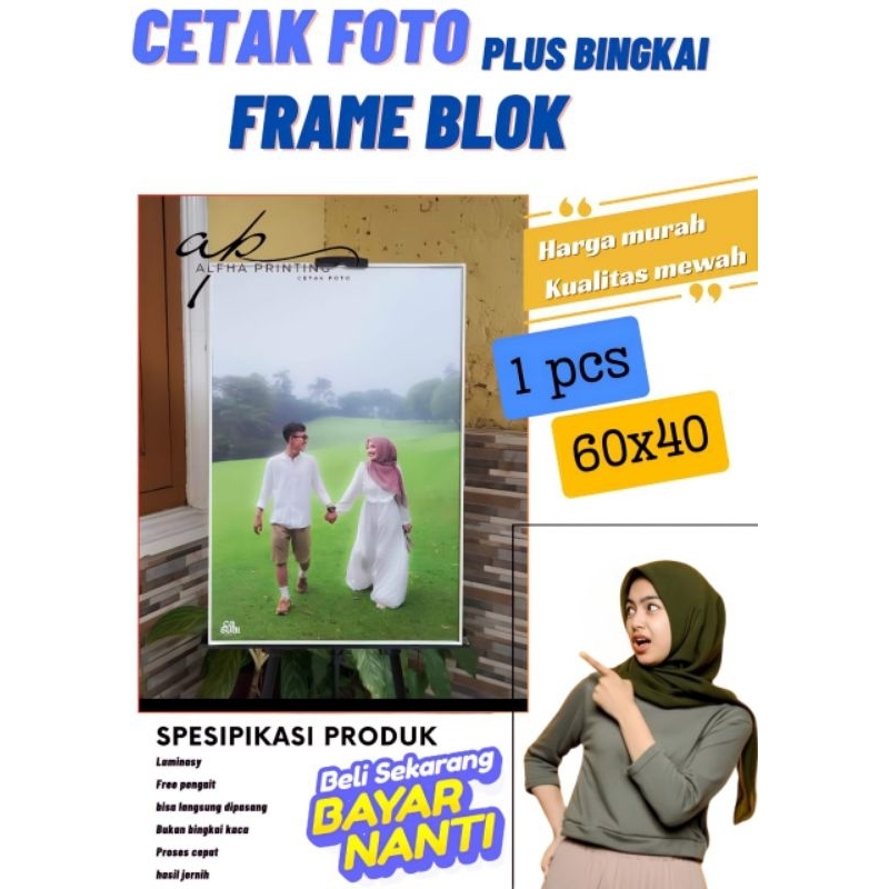 Jual CETAK FOTO FRAME BLOK 60X40 | Shopee Indonesia
