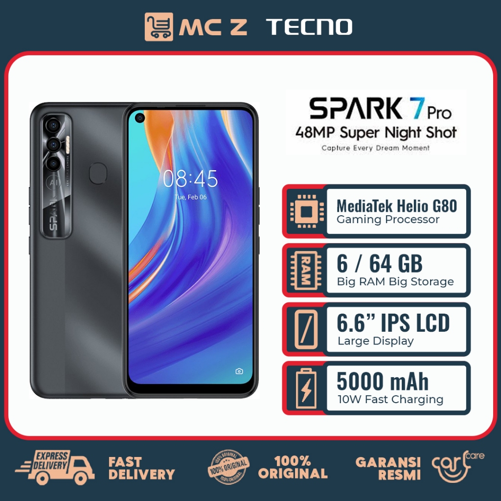 Jual Tecno Spark 7 Pro Ram 6/64 GB | Shopee Indonesia