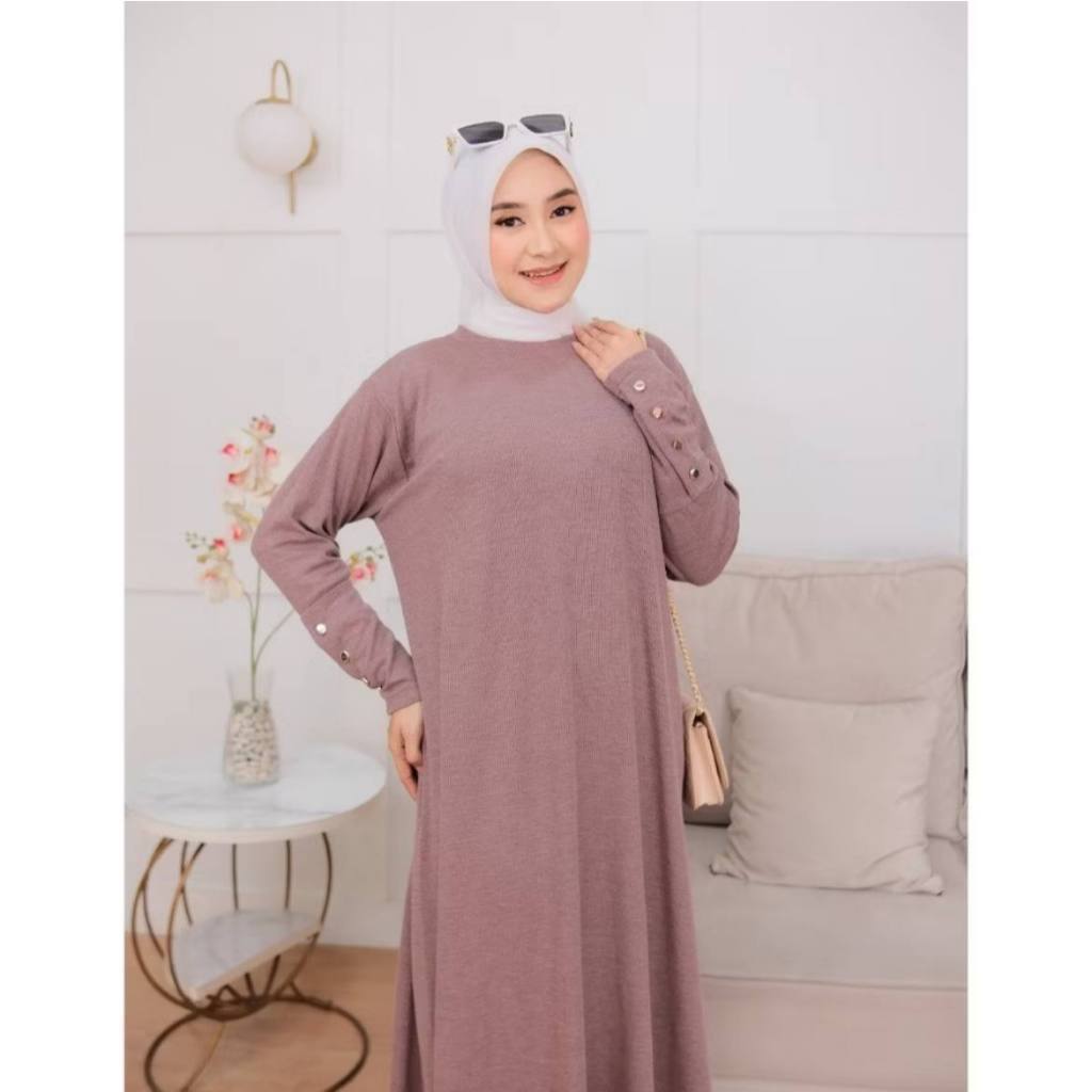 Jual Gamis Inara Knit Premium Kancing Gold Dress Muslim Kekinian Terbaru | Shopee Indonesia