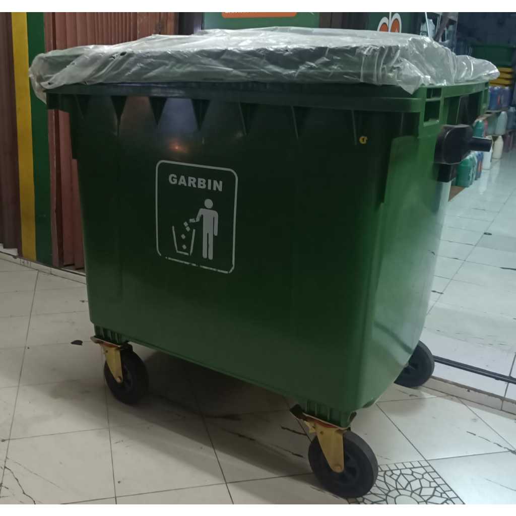 Jual Dust Bin 1100 Liter HPDE Garbin Gerobak Bak Tempat Sampah Besar Dengan Roda dan Rem ...