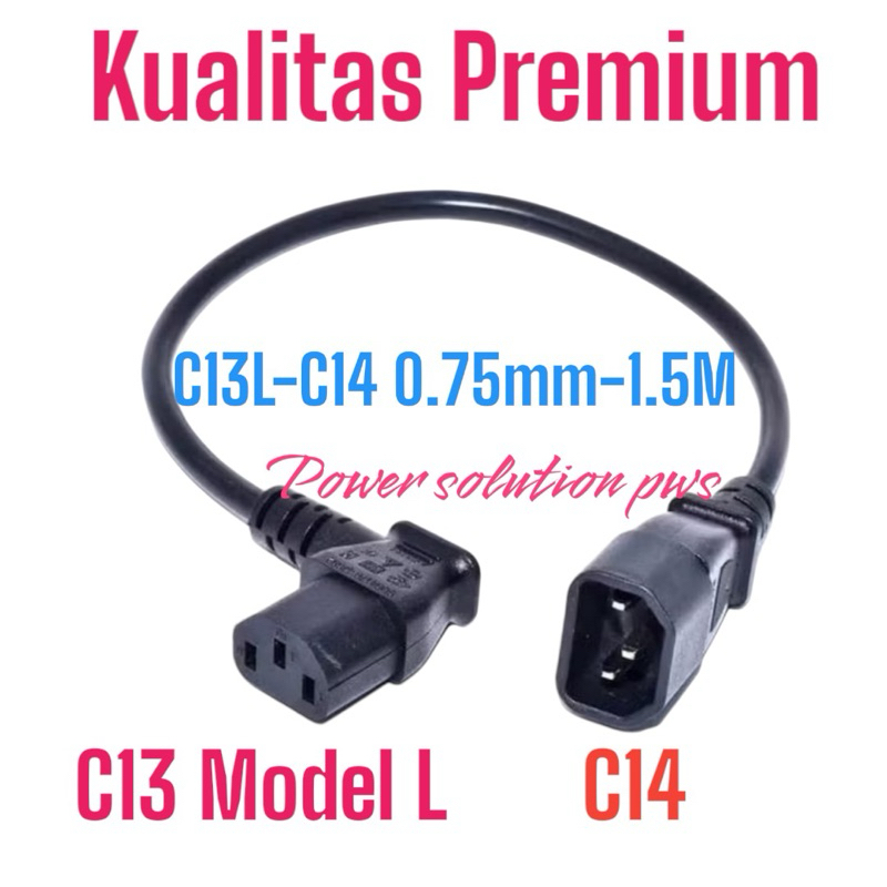 Jual Kabel C13 C14 Model L Power cord Output Rak Rack Server Ups C13L ...
