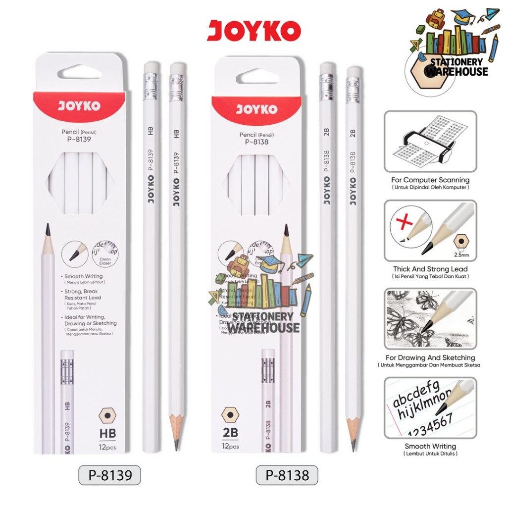 Jual Pencil Pensil Joyko P-8138 28 P-8139 HB 1 BOX 12 PCS 1 Lusin ...
