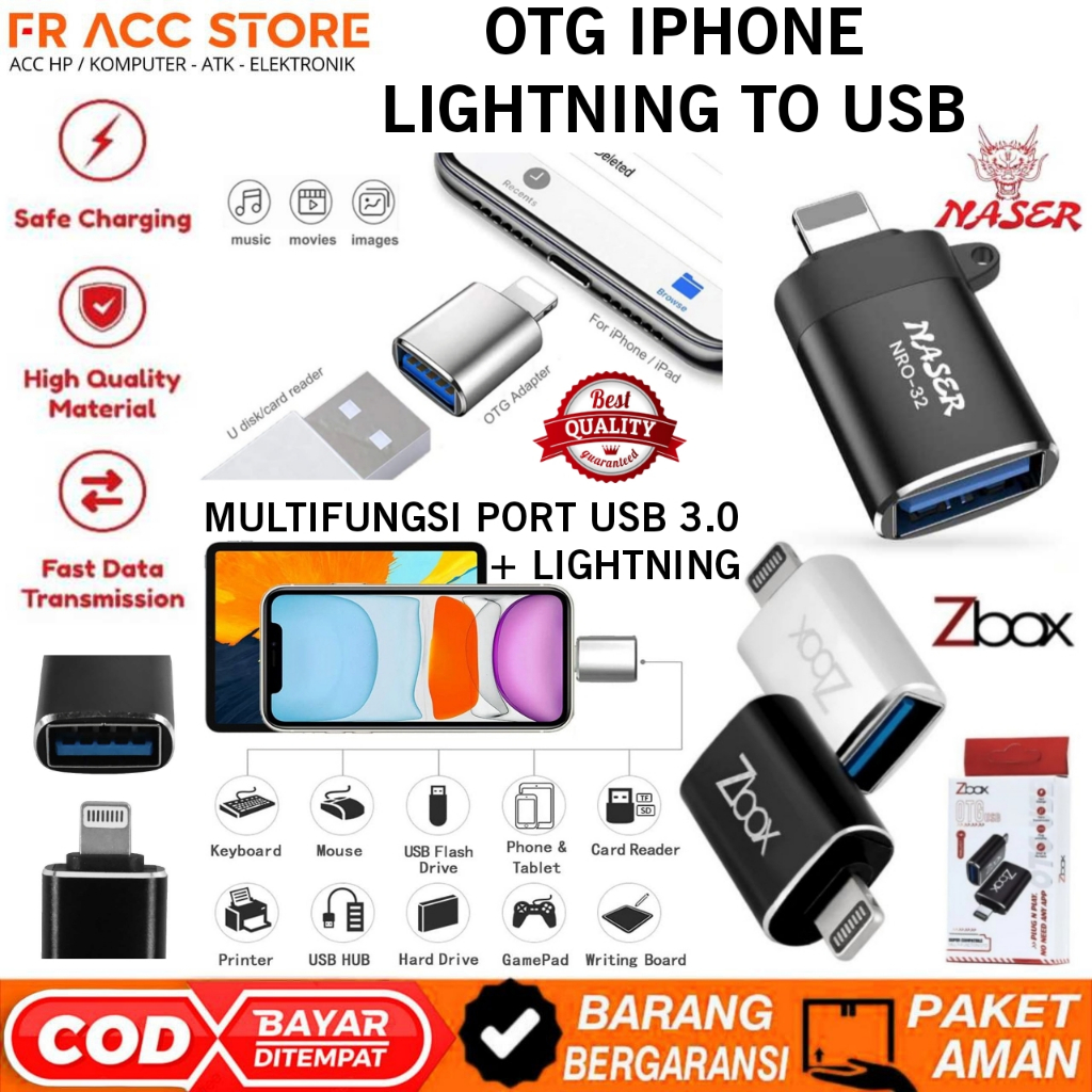 Jual OTG Iphone Lightning to USB 3.0 USB OTG Lightning Sambungan Lightning to USB | Shopee Indonesia