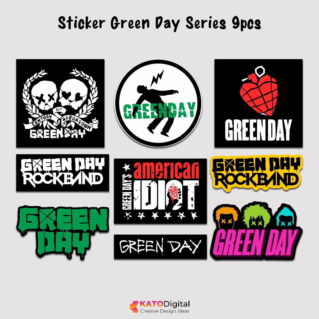 Jual Stiker Band Pop Rock Greenday Punk Vinyl Glossy Sticker Pack Green ...