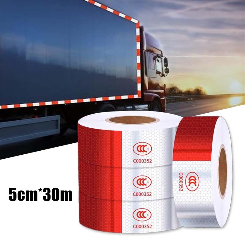 Jual 30m Sticker Reflektif Truk Stiker Reflektor Tape Pemantul Merah ...