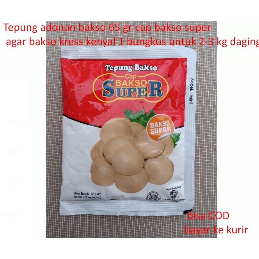 Jual Tepung adonan bakso 65 gr cap bakso super agar bakso kress kenyal ...